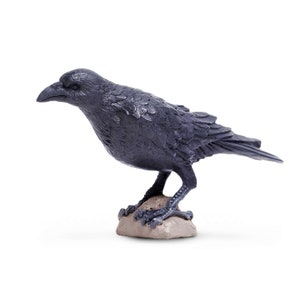 Large MINIATURE RAVEN Bird Crow Animals Figure Figurine Dollhouse Fairy ...