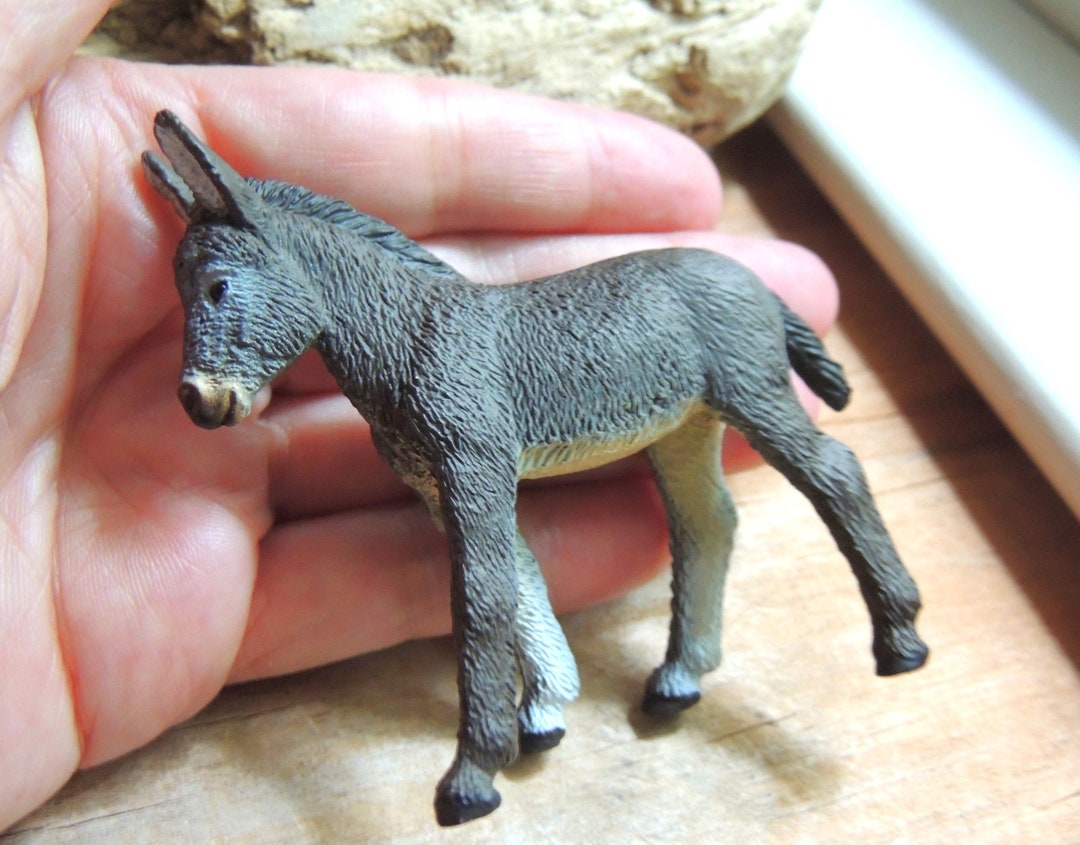 Large MINIATURE DONKEY FOAL Farm Animals Figure Figurine Dollhouse ...