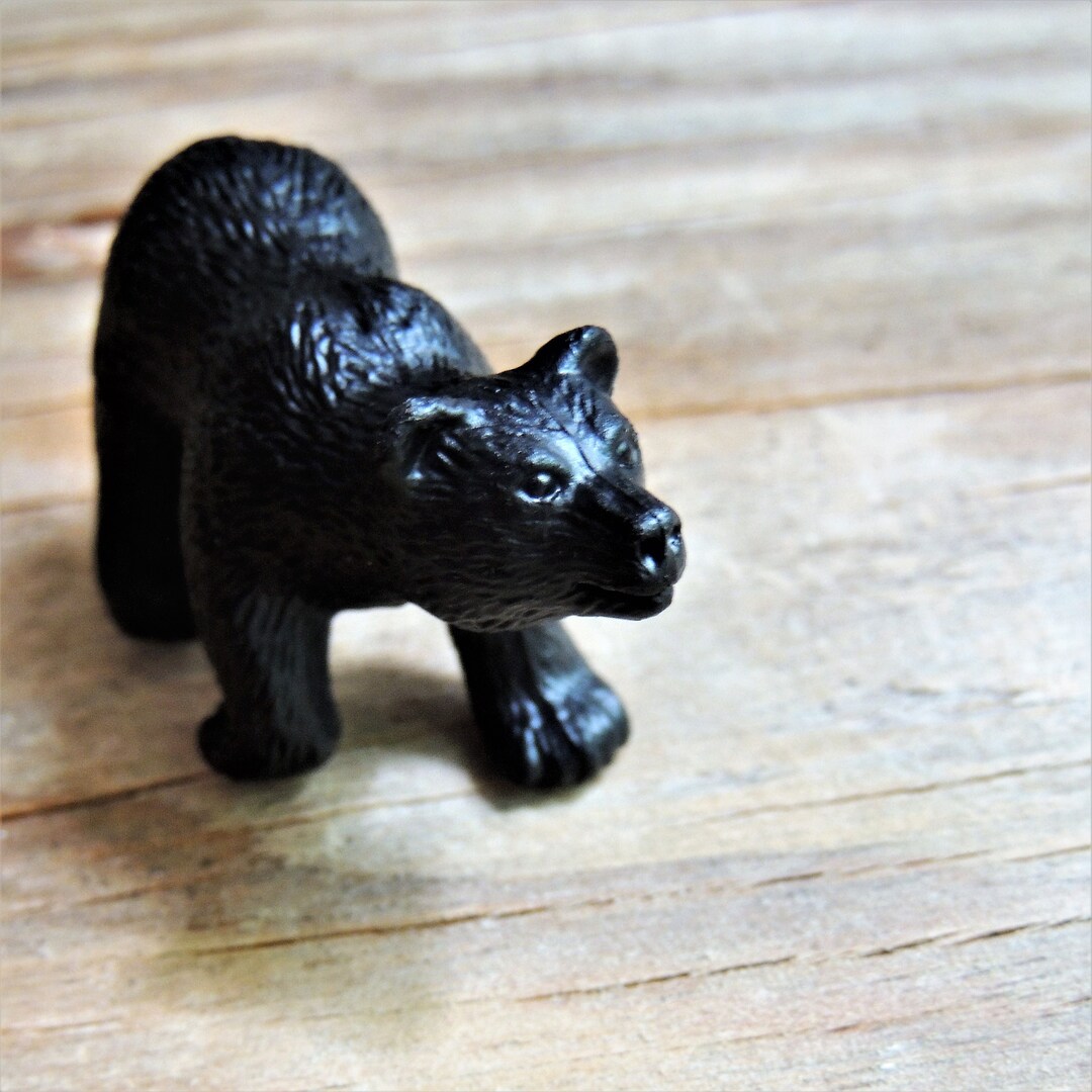 MINIATURE BLACK BEAR Nature Plastic Animal Figures Figurine Dollhouse ...