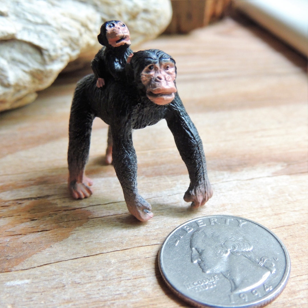 CHIMPANZEE MINIATURE ANIMAL Ape Chimp With Baby Monkey Plastic - Etsy