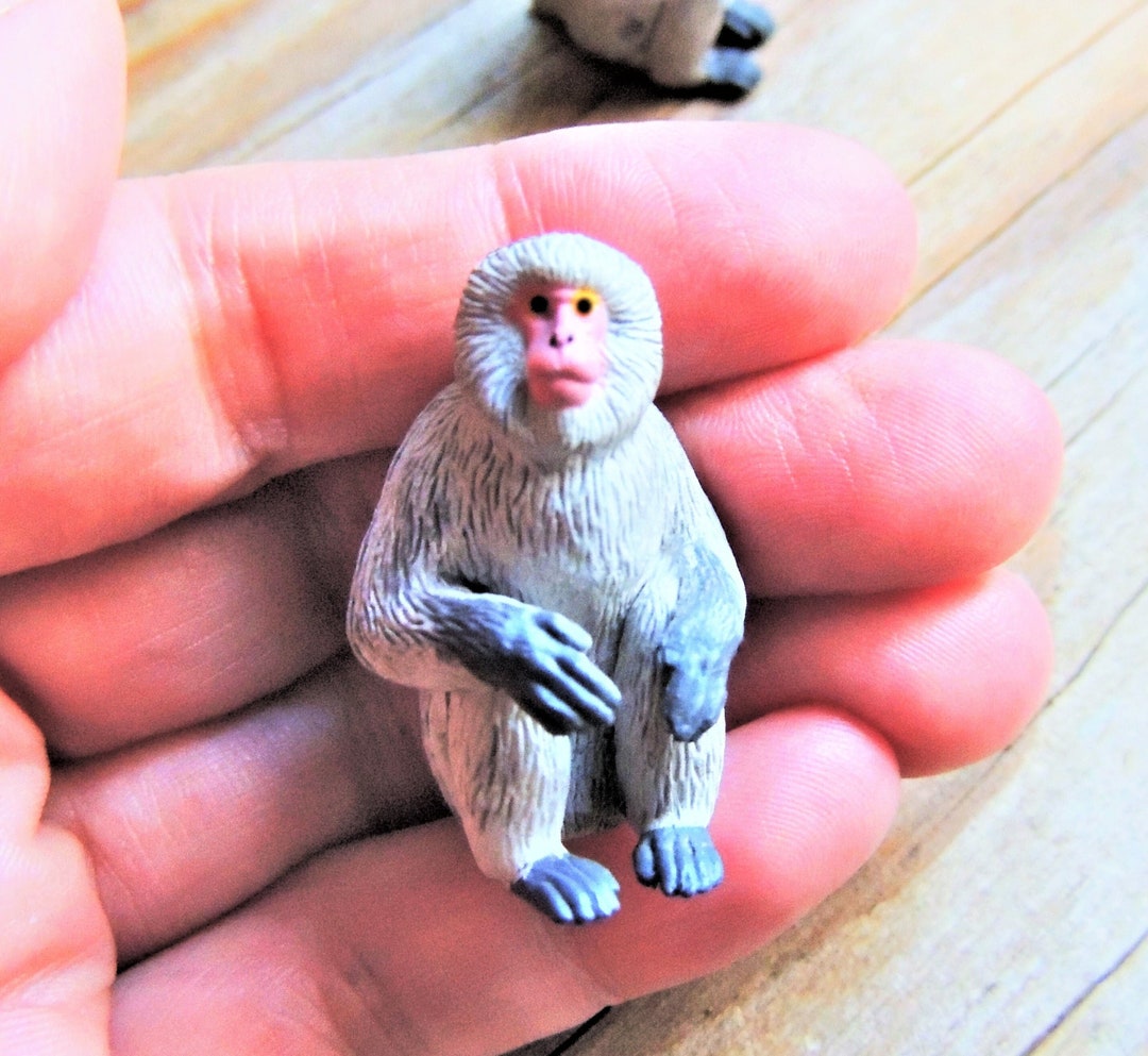 Monkey MINIATURE ANIMALS Figurines Snow Monkey Plastic Animal Figures ...
