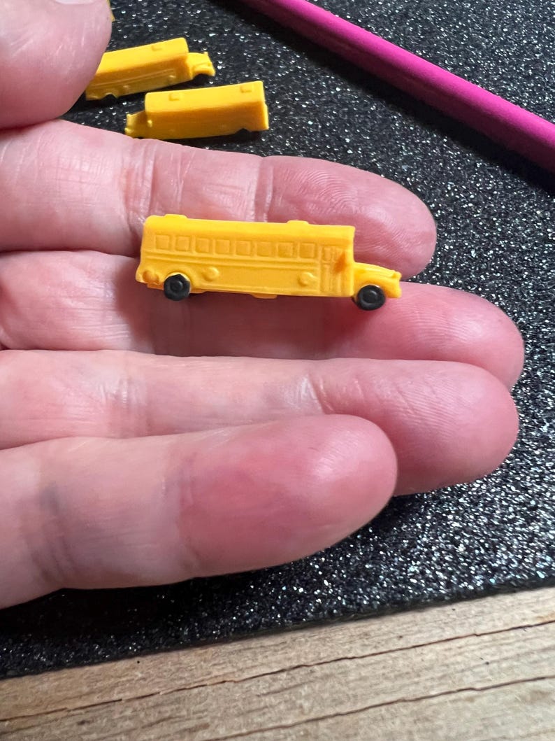 MINIATURE SCHOOL BUS Dollhouse Mini Yellow Bus Vehicle Figure Figurine ...