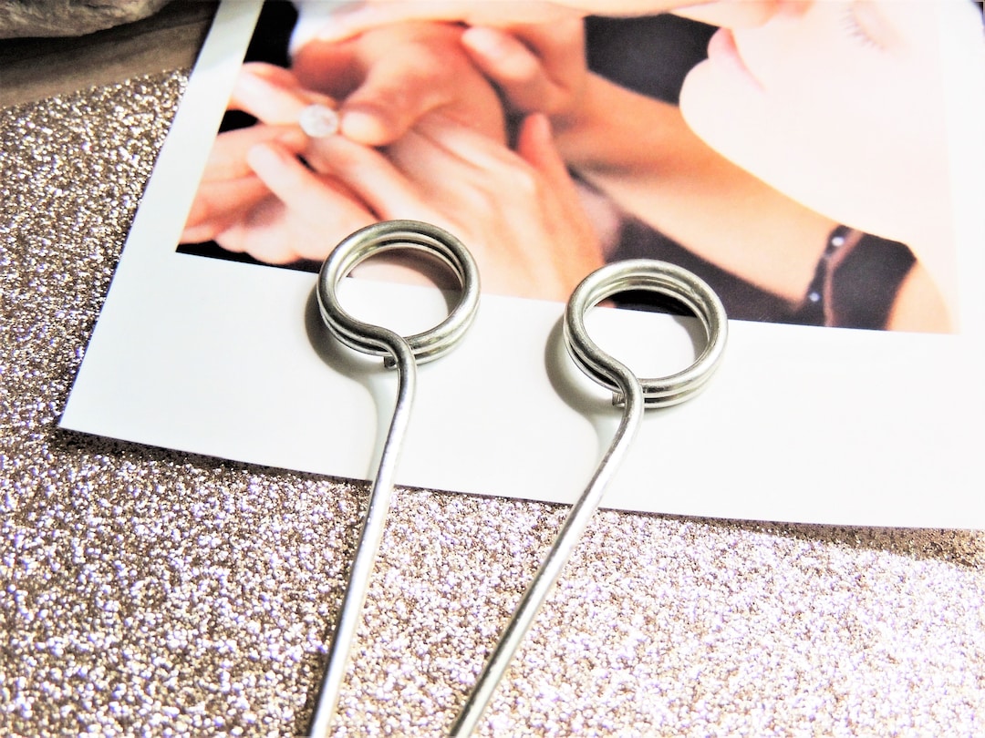 2 CAKE TOPPERS Wire Photo Card Holder Wedding Cake Topper Picture ...