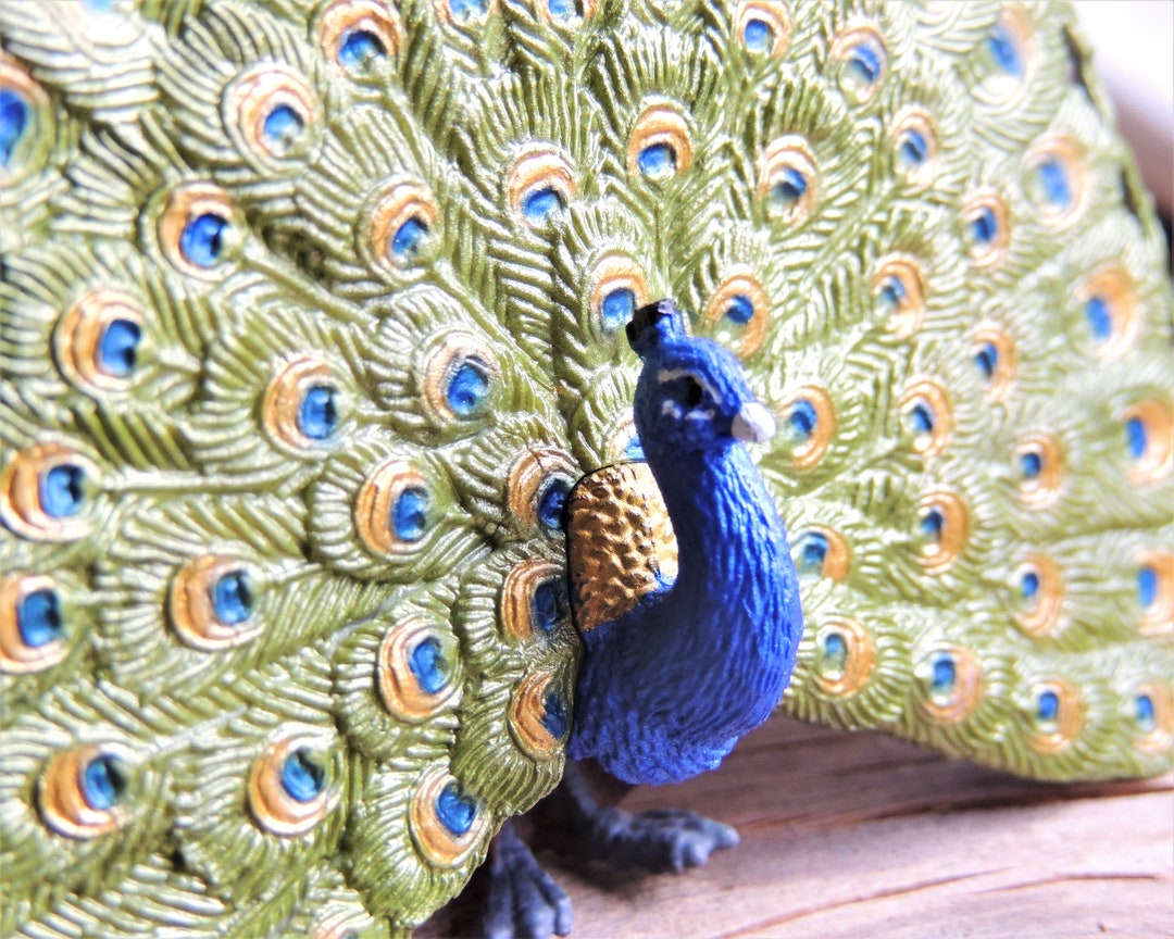 Large MINIATURE PEACOCK Bird Animals Figures Figurines Dollhouse Fairy ...