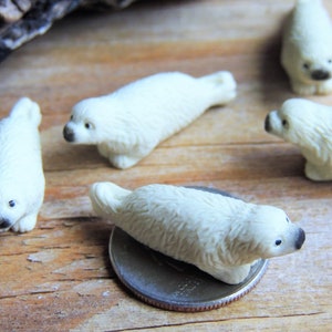 Tiny MINIATURE HARP SEAL Pup Animals Figurines Figures Terrarium Fairy ...