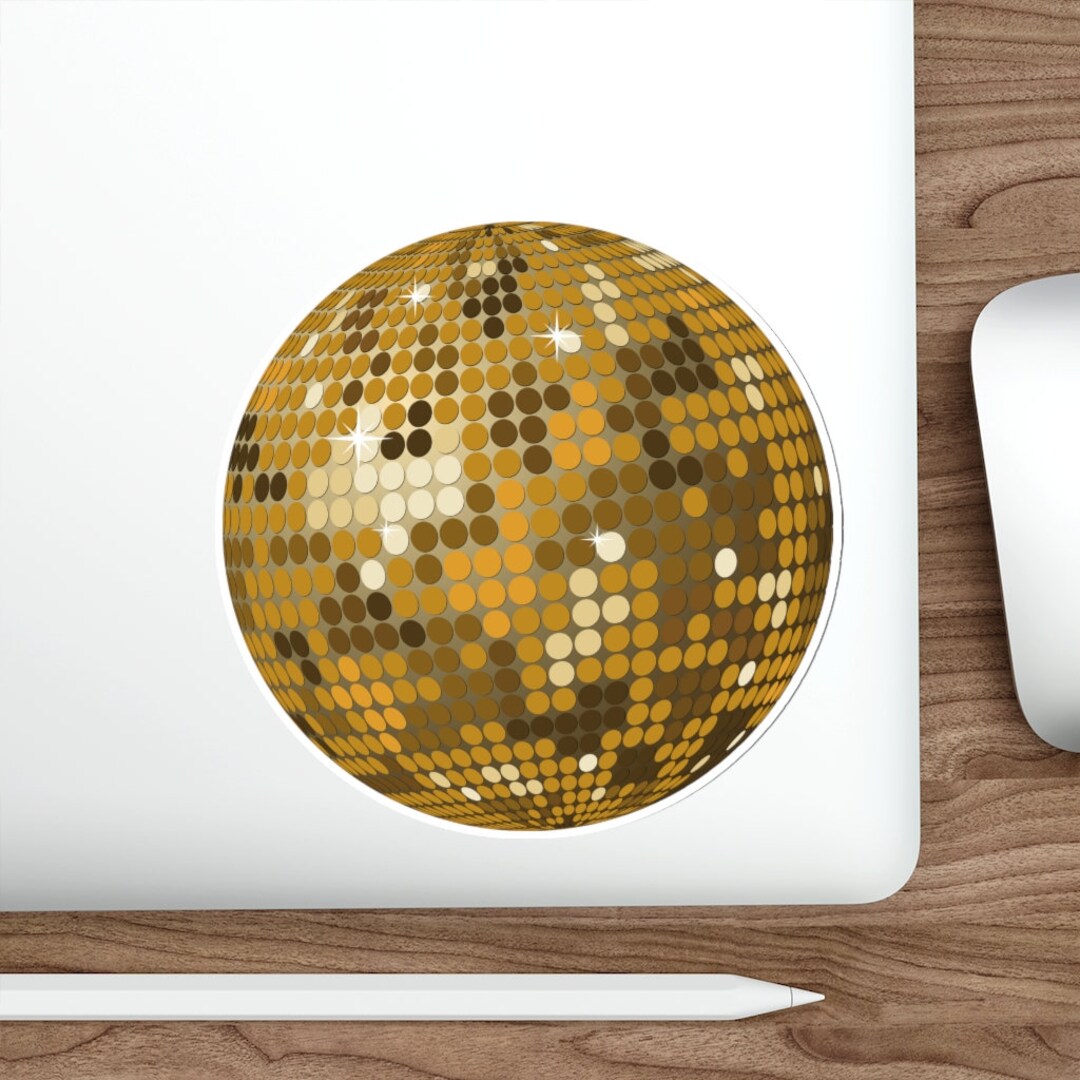 STICKER: Disco Ball Die-cut Sticker Groovy Gold Disco Ball - Etsy