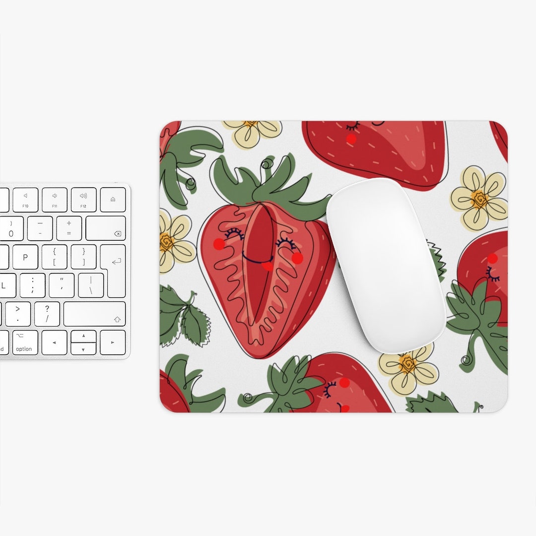 MOUSE PAD: Strawberry Kawaii Mousepad, Cute Funny Rectangle Mousepad ...