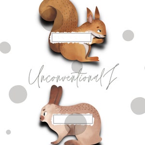 Cute Animal PRINTABLE PDF Student Desk Name Plate RA Door Decs Name Tag ...
