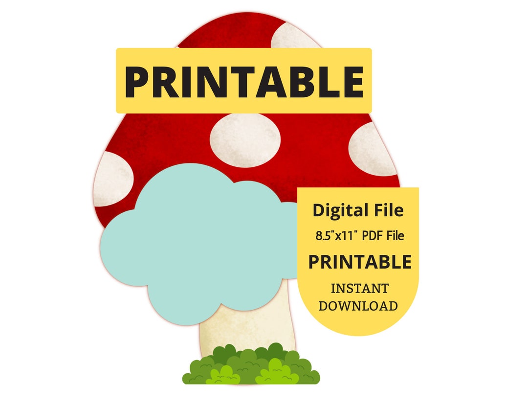 Mushroom Printable PDF | Door Decs Name Tags Desk Plates for Teachers ...