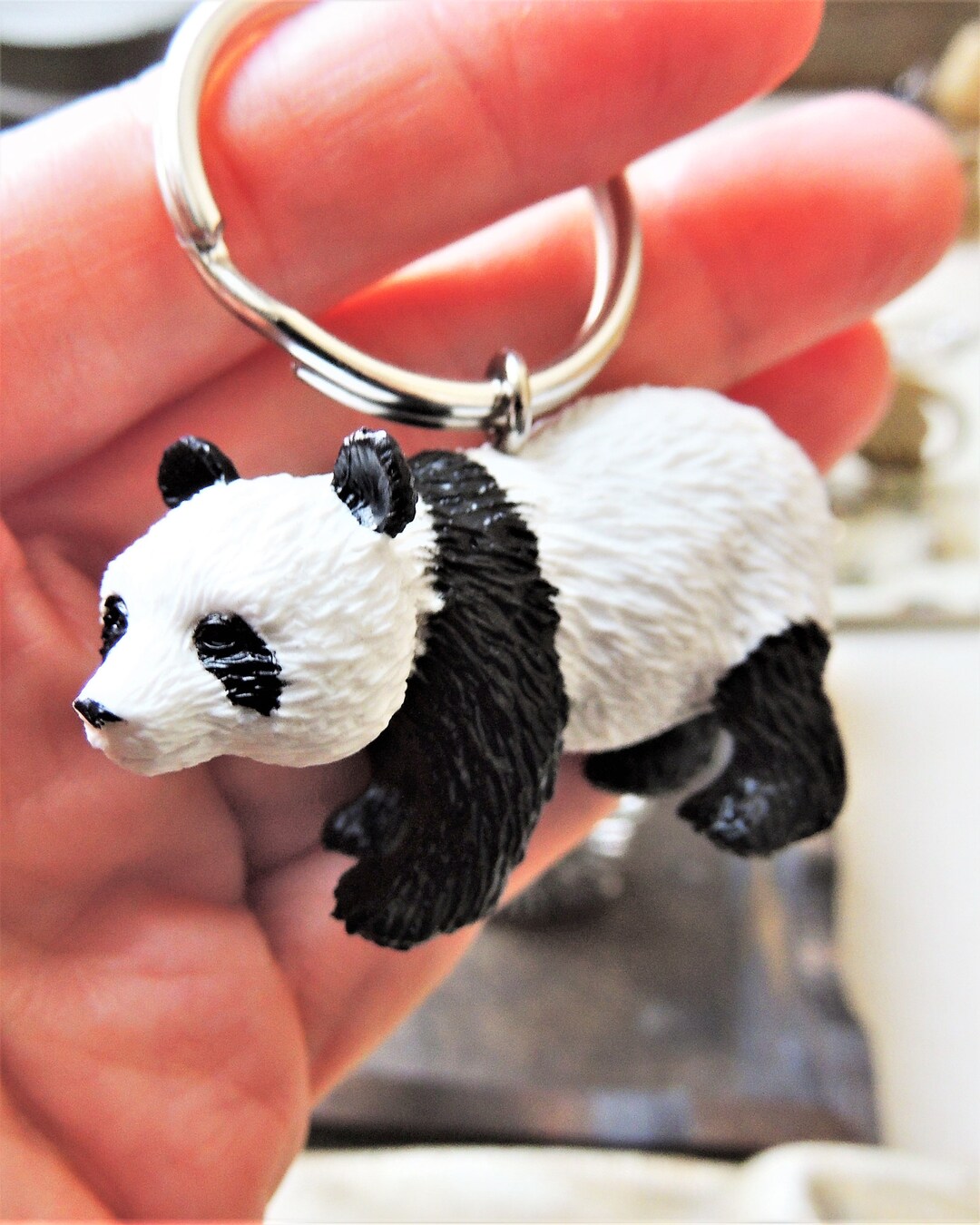 KEYCHAIN Key Chain Giant PANDA Bear Key Ring Key Fob Animal Cute Fun ...