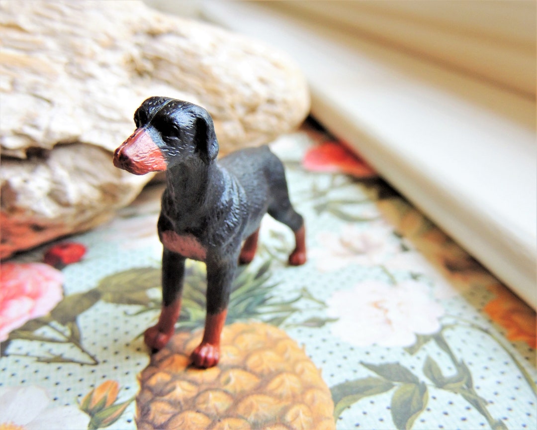 DOG MINIATURE Animals Figurines Figures Doberman Pinscher Fairy Garden ...
