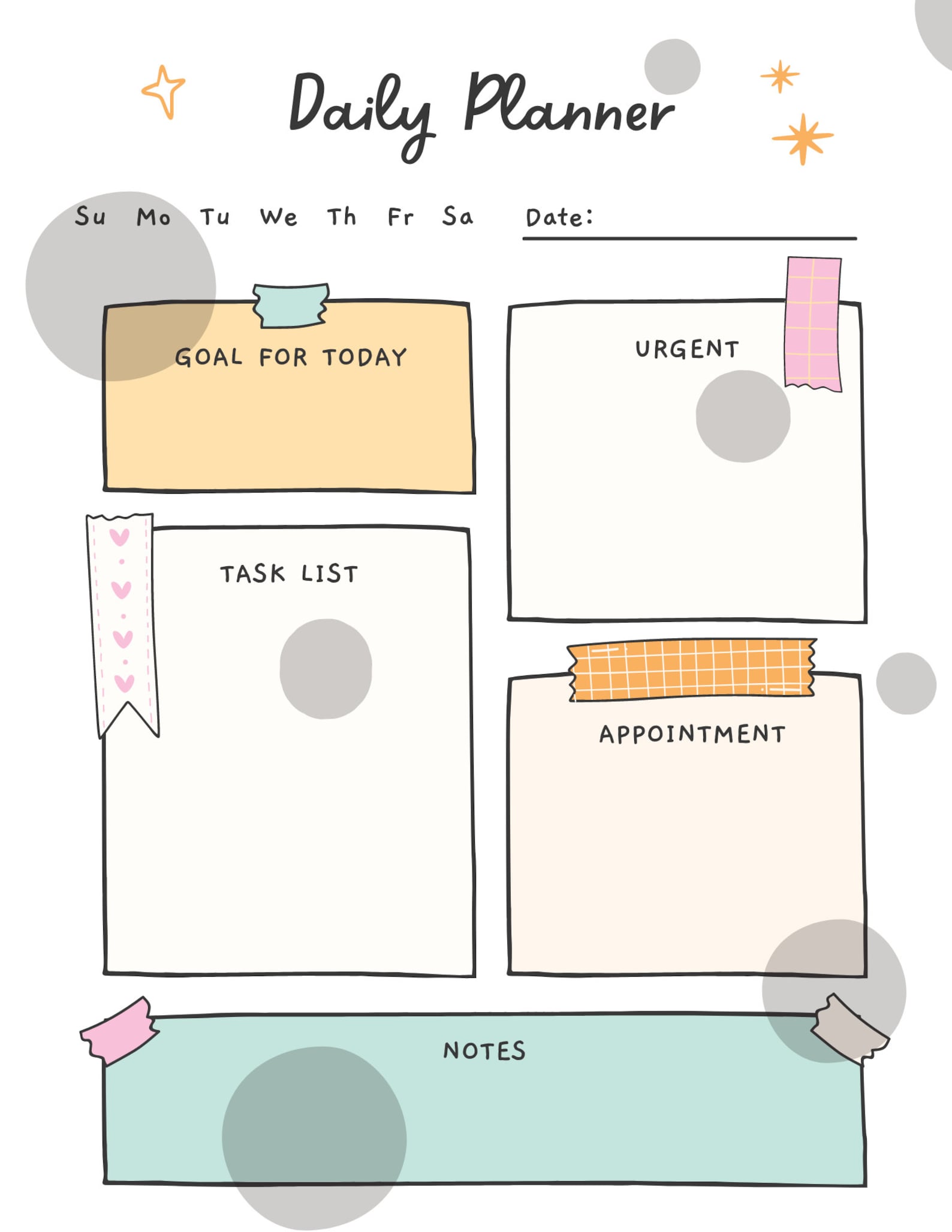 DAILY PLANNER PRINTABLE: Cute Simple Planner Sheet Digital Journal ...