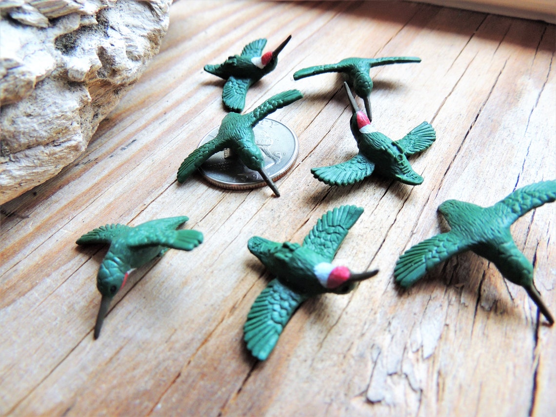 Tiny MINIATURE HUMMINGBIRD Animal Bird Figurines Dollhouse Diorama ...