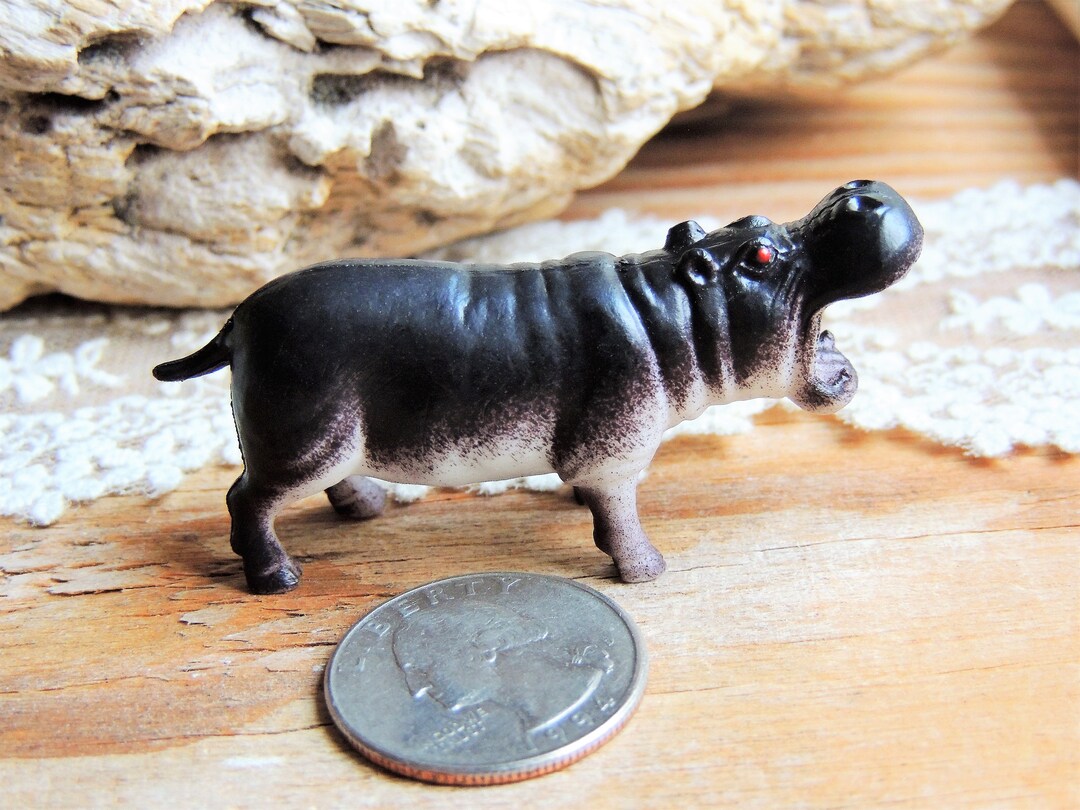 MINIATURE HIPPO Toy Animal Figures Figurine Mini Fairy Gardens ...