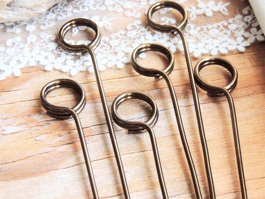 Set of 6 WIRE CARD HOLDERS 4.5" Tall Picks Gold Bronze Black No Base ...