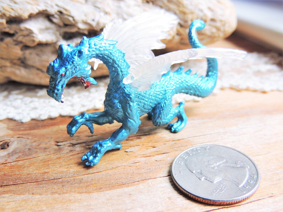 MINIATURE ICE DRAGON Blue Dragon Figurine Figure Fairy Garden Dollhouse ...