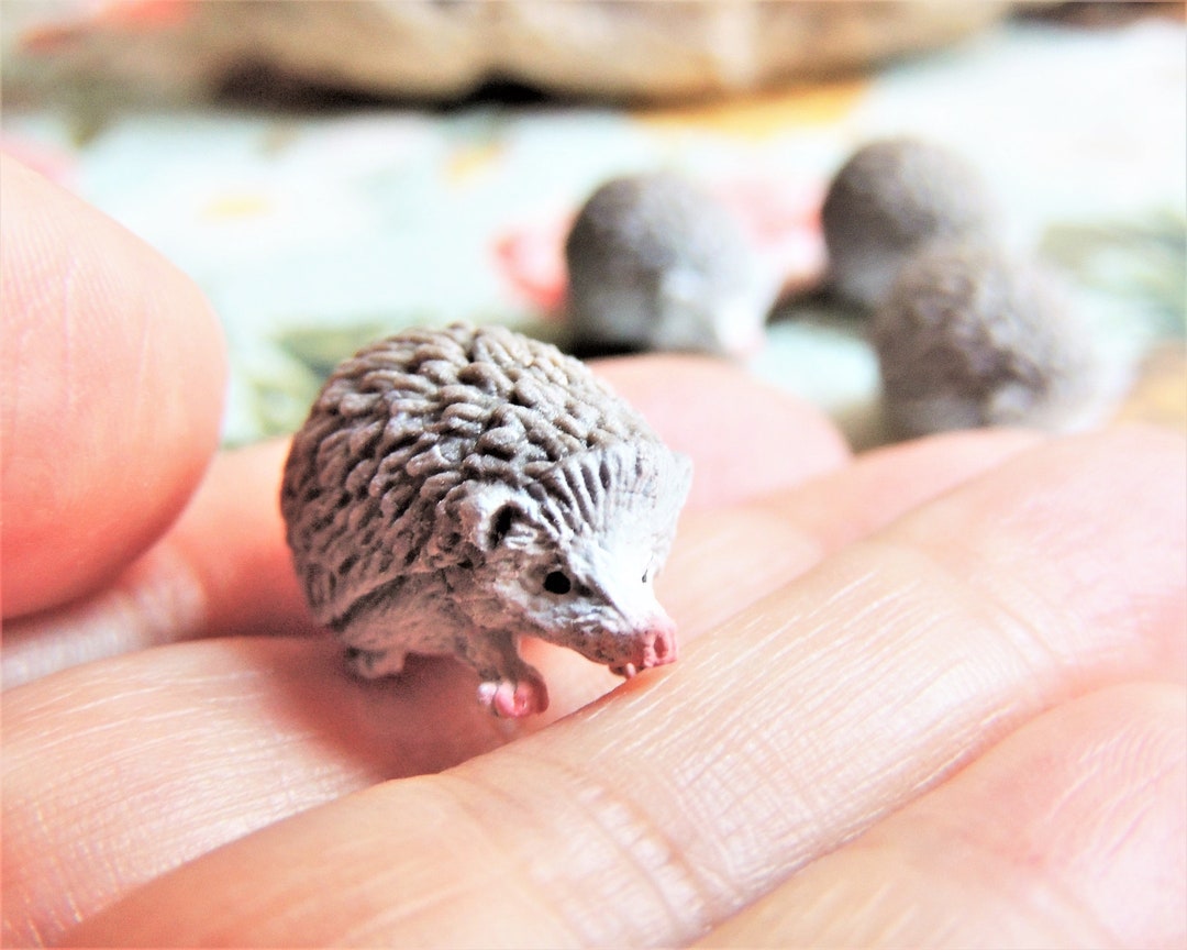 MINIATURE HEDGEHOG Animals Figures Figurines Fairy Garden Dollhouse ...