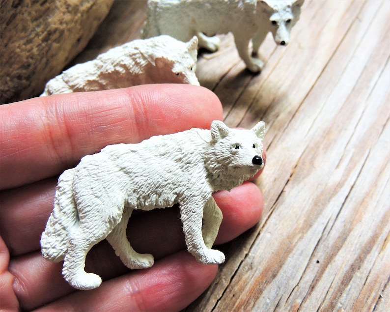 MINIATURES WHITE WOLF Animal Figures Figurines Dollhouse | Etsy