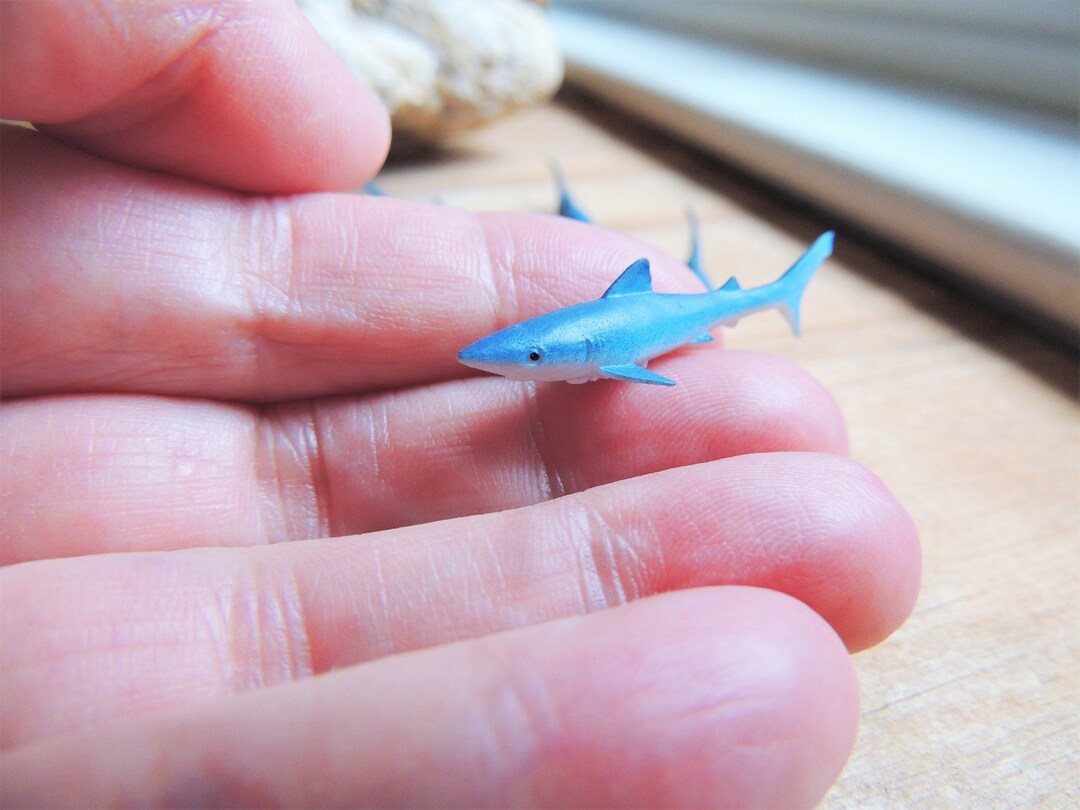 Tiny MINIATURE BLUE SHARK Animal Figurines Figures Dollhouse Diorama ...