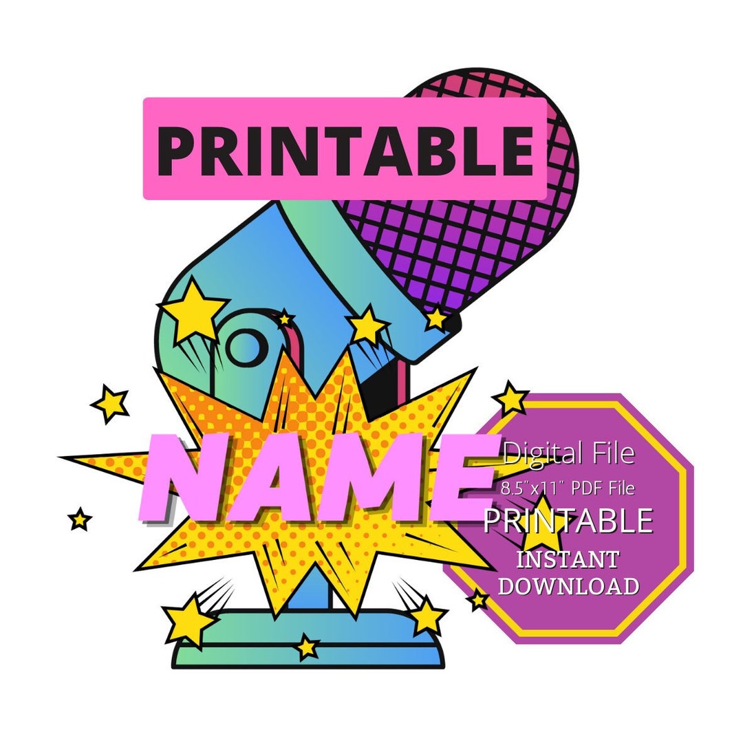 Microphone PRINTABLE PDF RA Door Decs Student Desk Name Plates Name ...