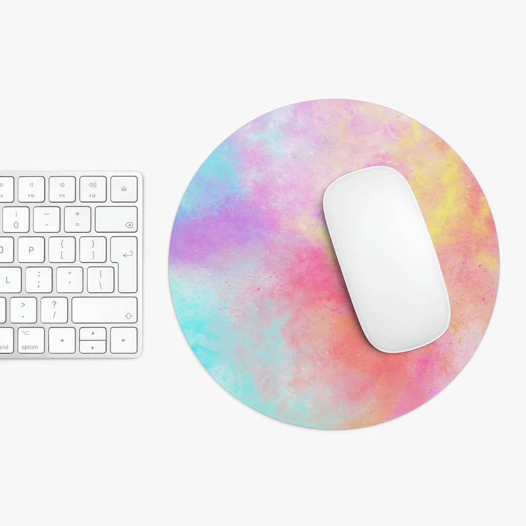 MOUSE PAD: Rainbow Watercolor Pastel, Round Rectangle Mouse Pad, Fun ...