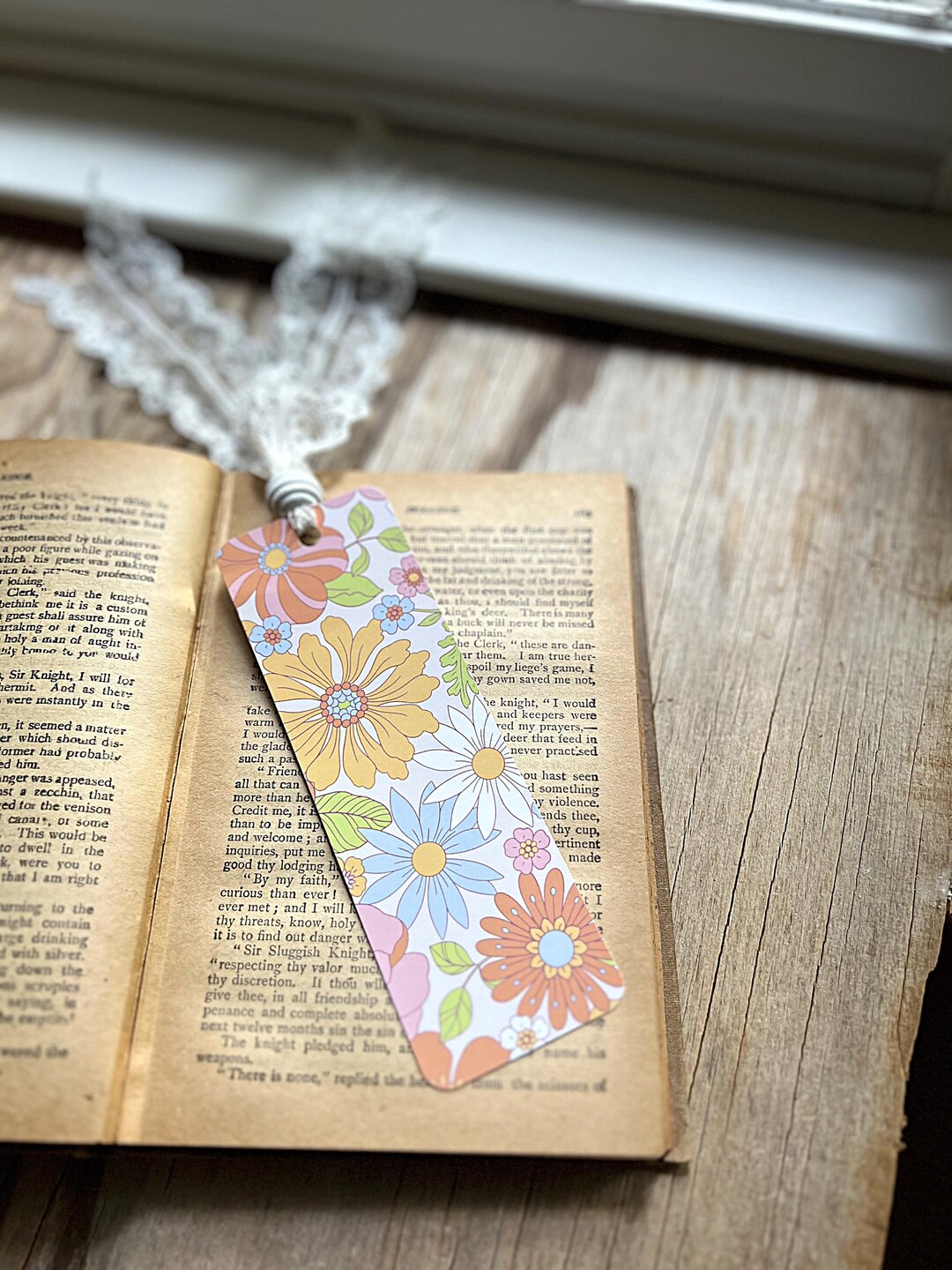 FLOWER BOOKMARK: Cute Floral Print Bookmark Double-sided Book Lover ...