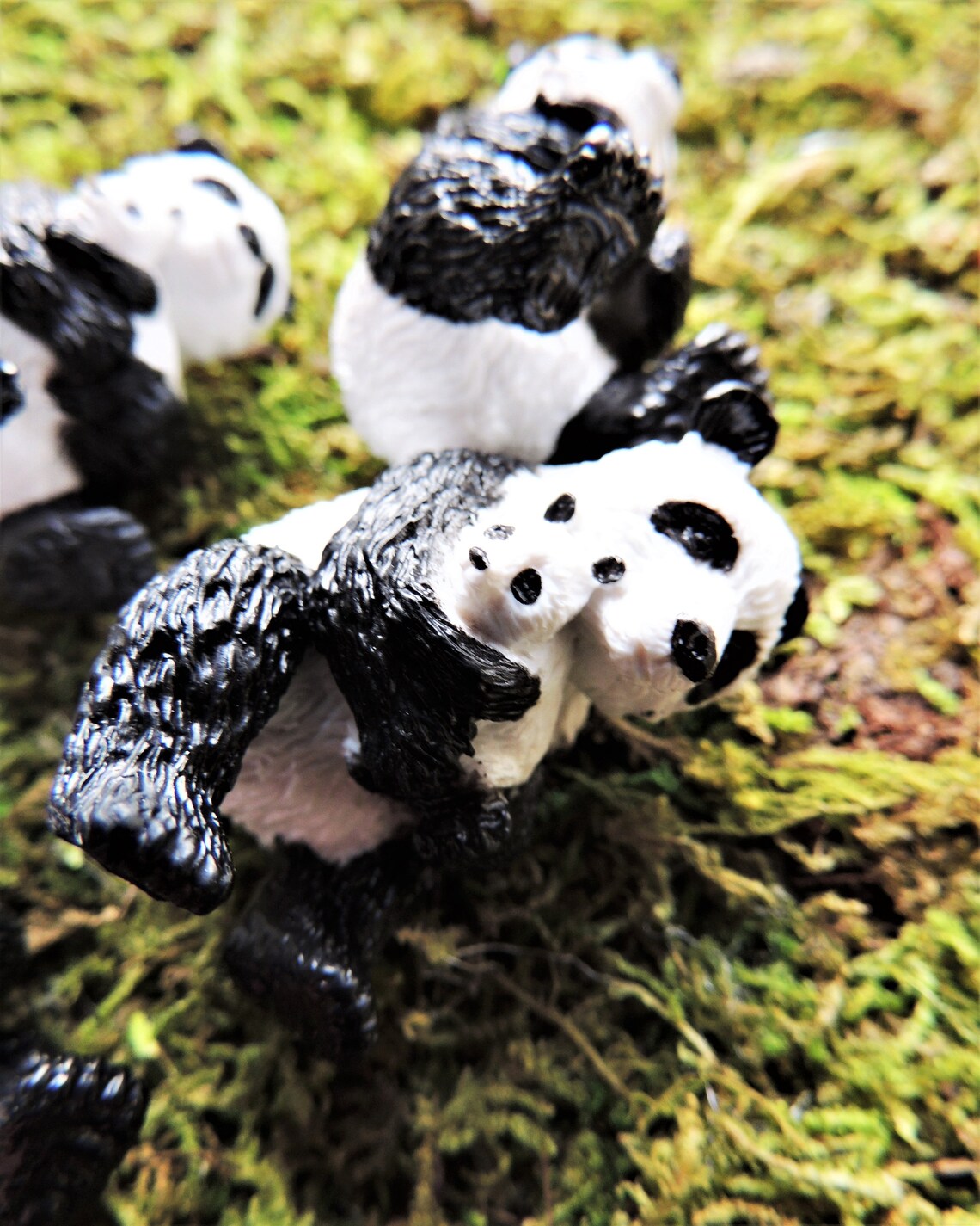 MINIATURE PANDA Holding Baby Animal Figure Figurines Dollhouse | Etsy