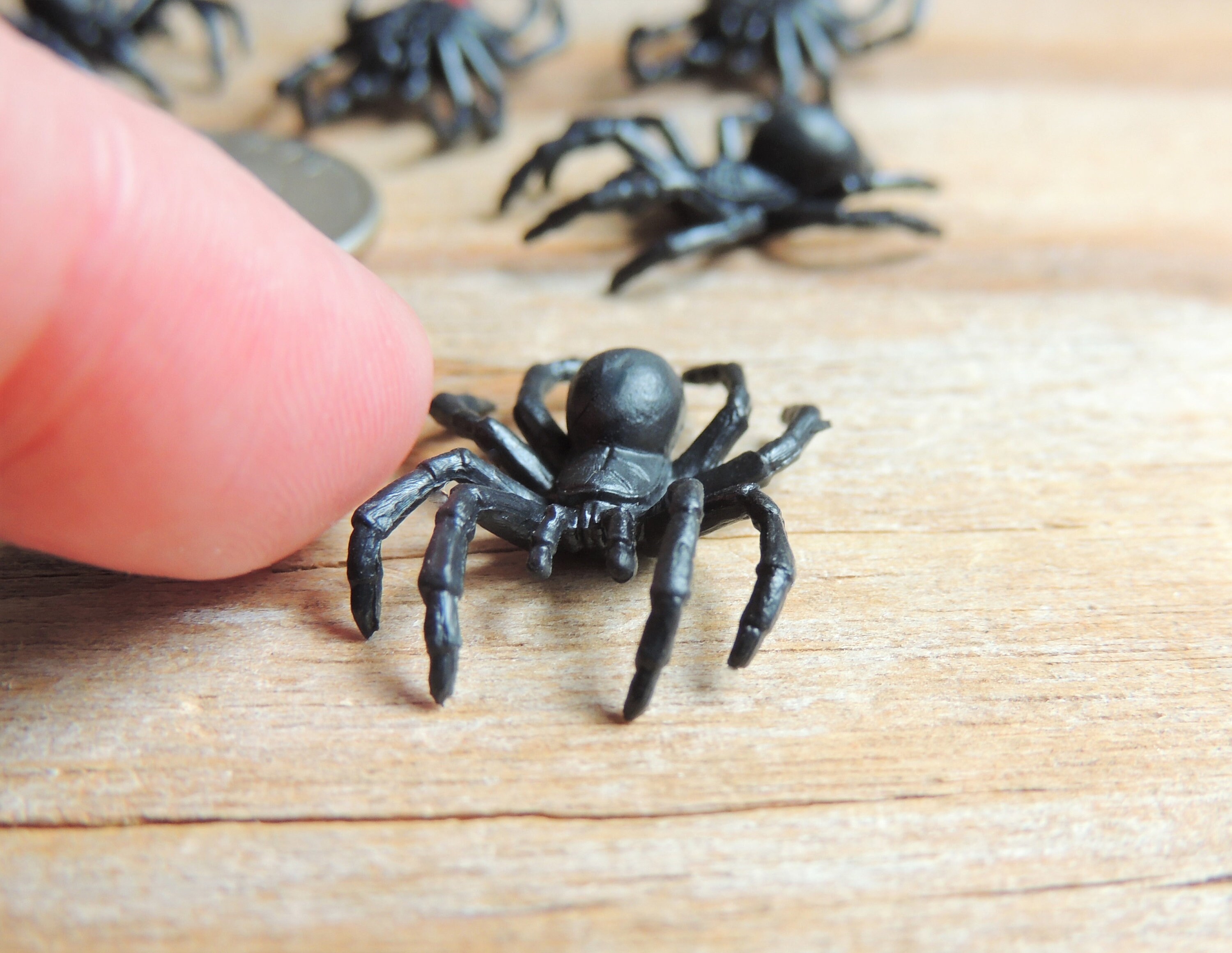 Set of SPIDER MINIATURES Black Widow Insect Tiny Animal Figurine Figure ...