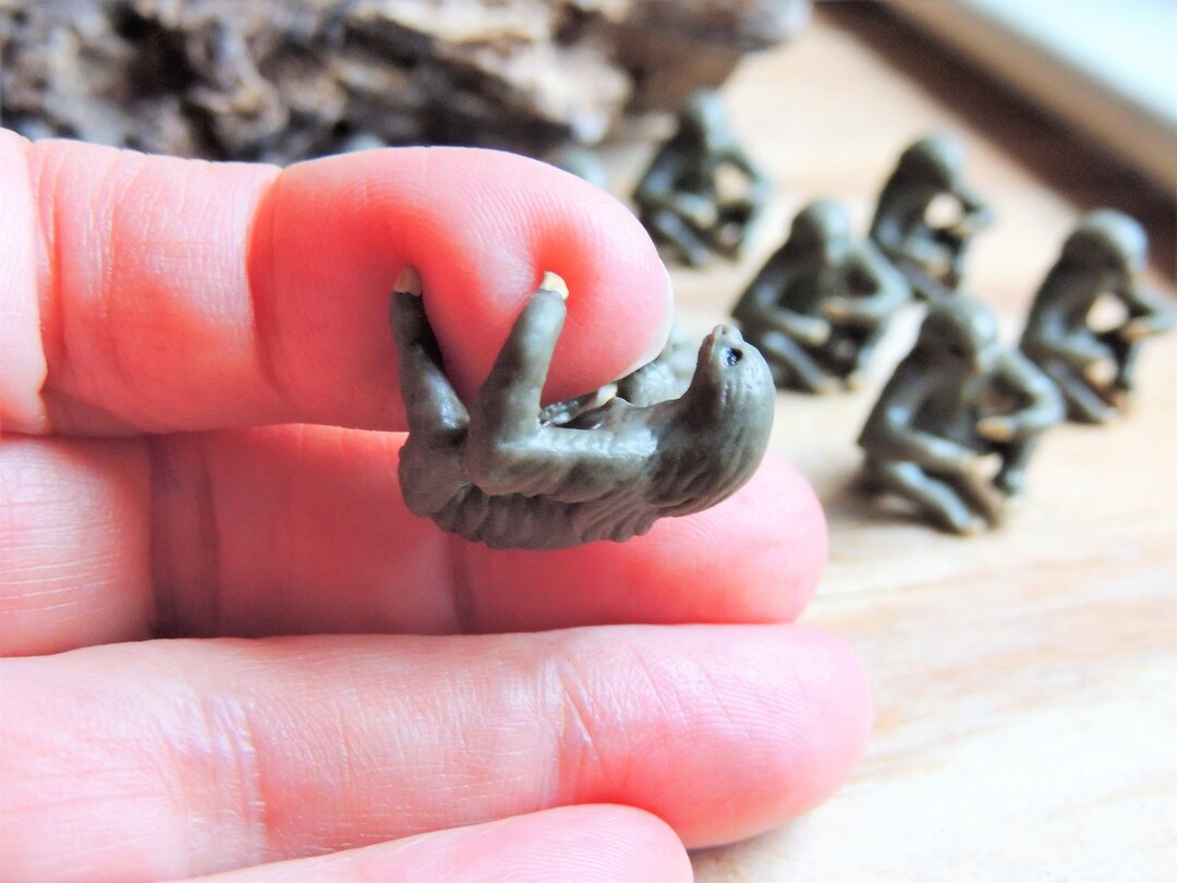 SLOTH MINIATURE Tiny Animal Figurine Figures Dollhouse Terrarium Fairy ...