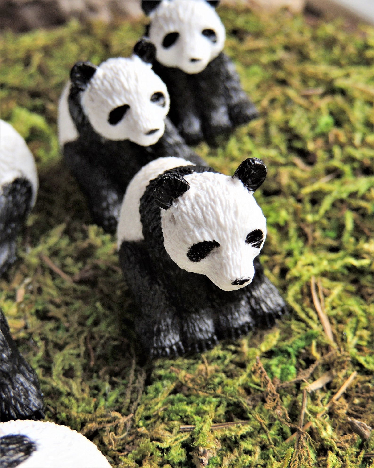 MINIATURE PANDA Sitting Animal Figure Figurine Dollhouse | Etsy