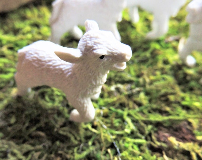 MINIATURE LAMB Sheep Farm Animal Plastic Figures Figurines Dollhouse ...