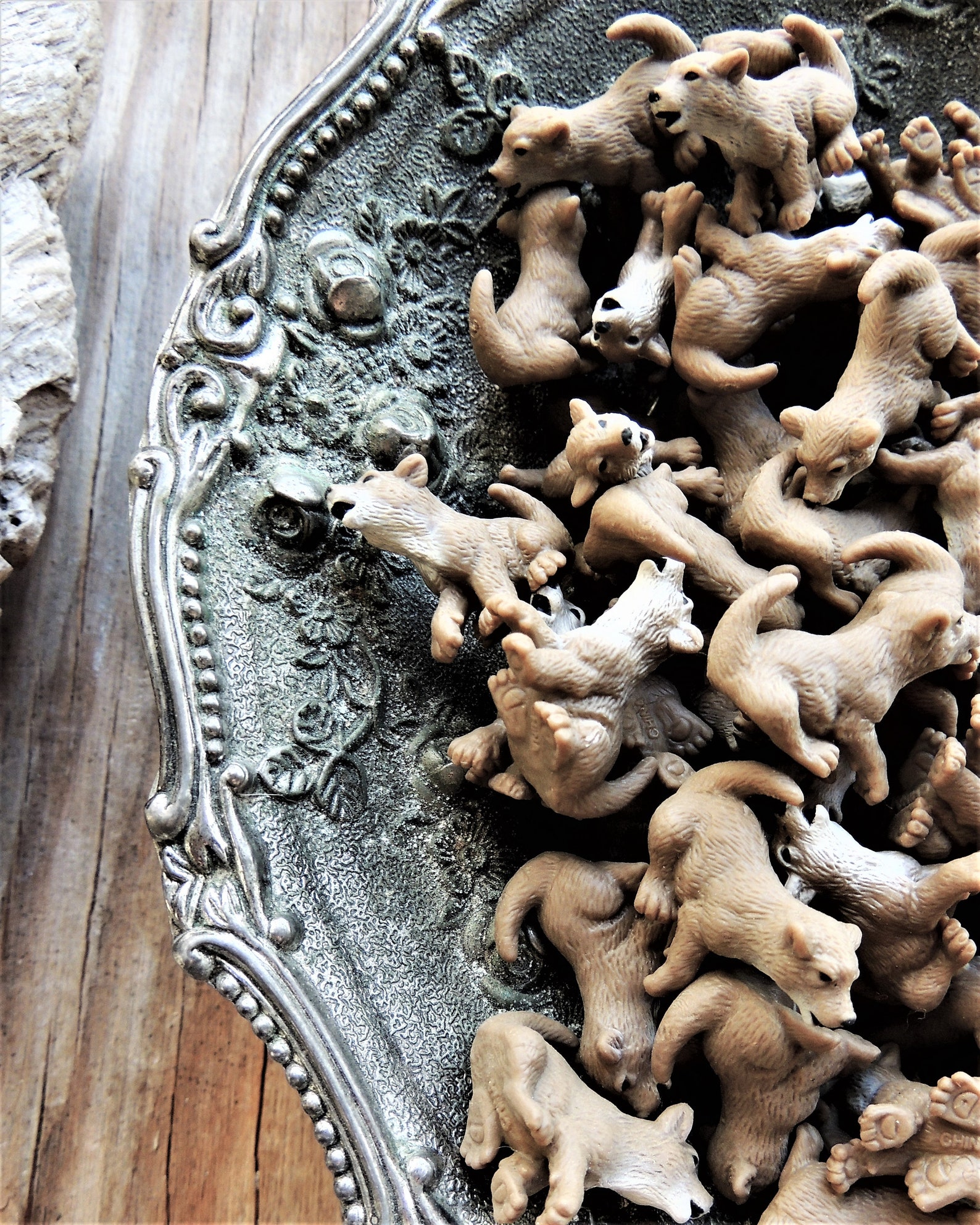 MINIATURE WOLF CUB: Tiny Wolf Pup Figurine Mini Animal Figures - Etsy