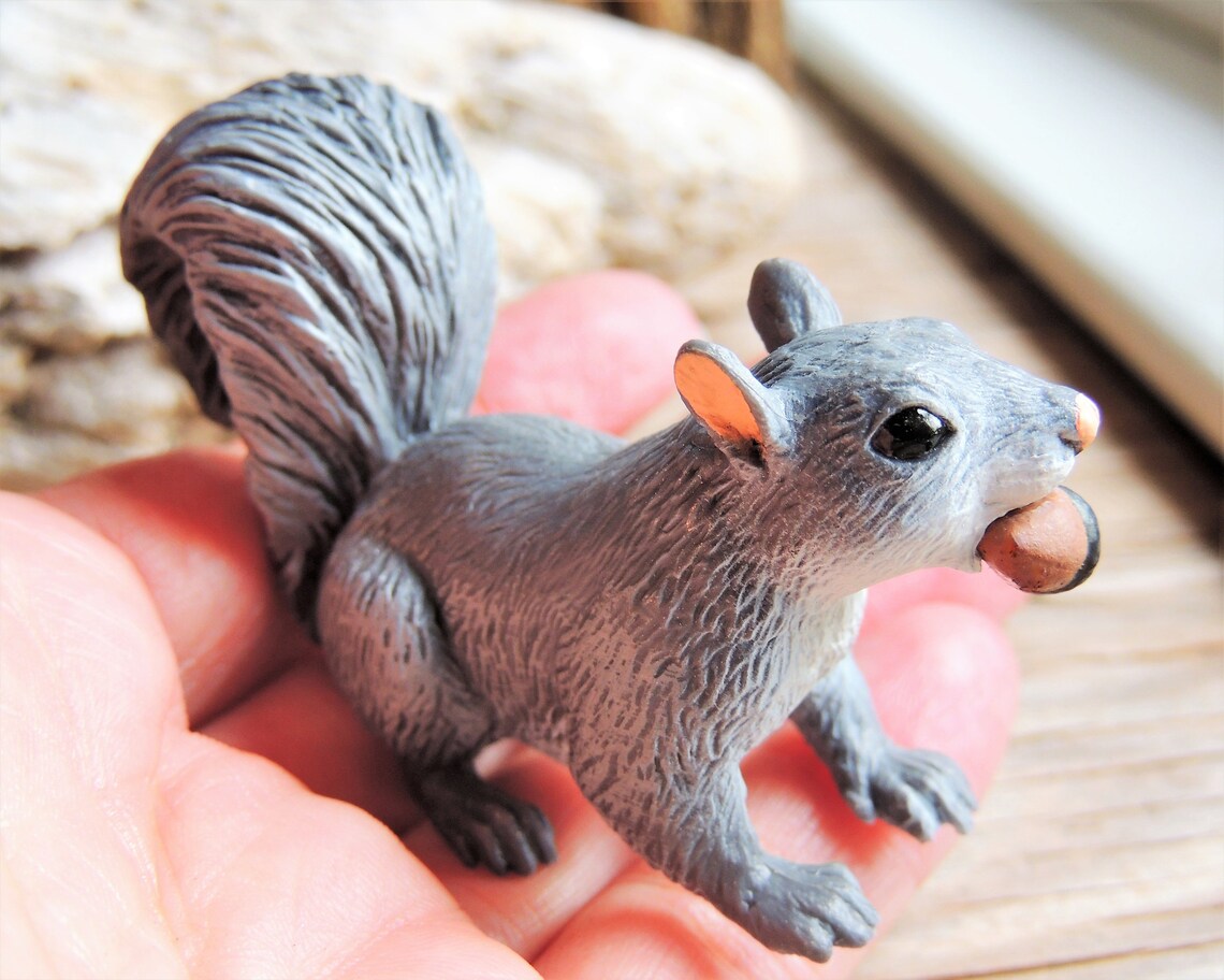 Large MINIATURE SQUIRREL Animals Figure Figurine Dollhouse Fairy Garden ...