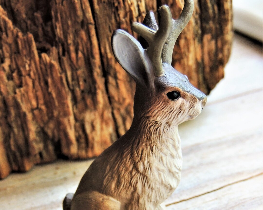 MINIATURE JACKALOPE Plastic Cryptid Figure Figurine Dollhouse Diorama ...