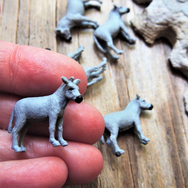 MINIATURE DONKEY Mini Farm Animals Figure Dollhouse Diorama Terrarium ...