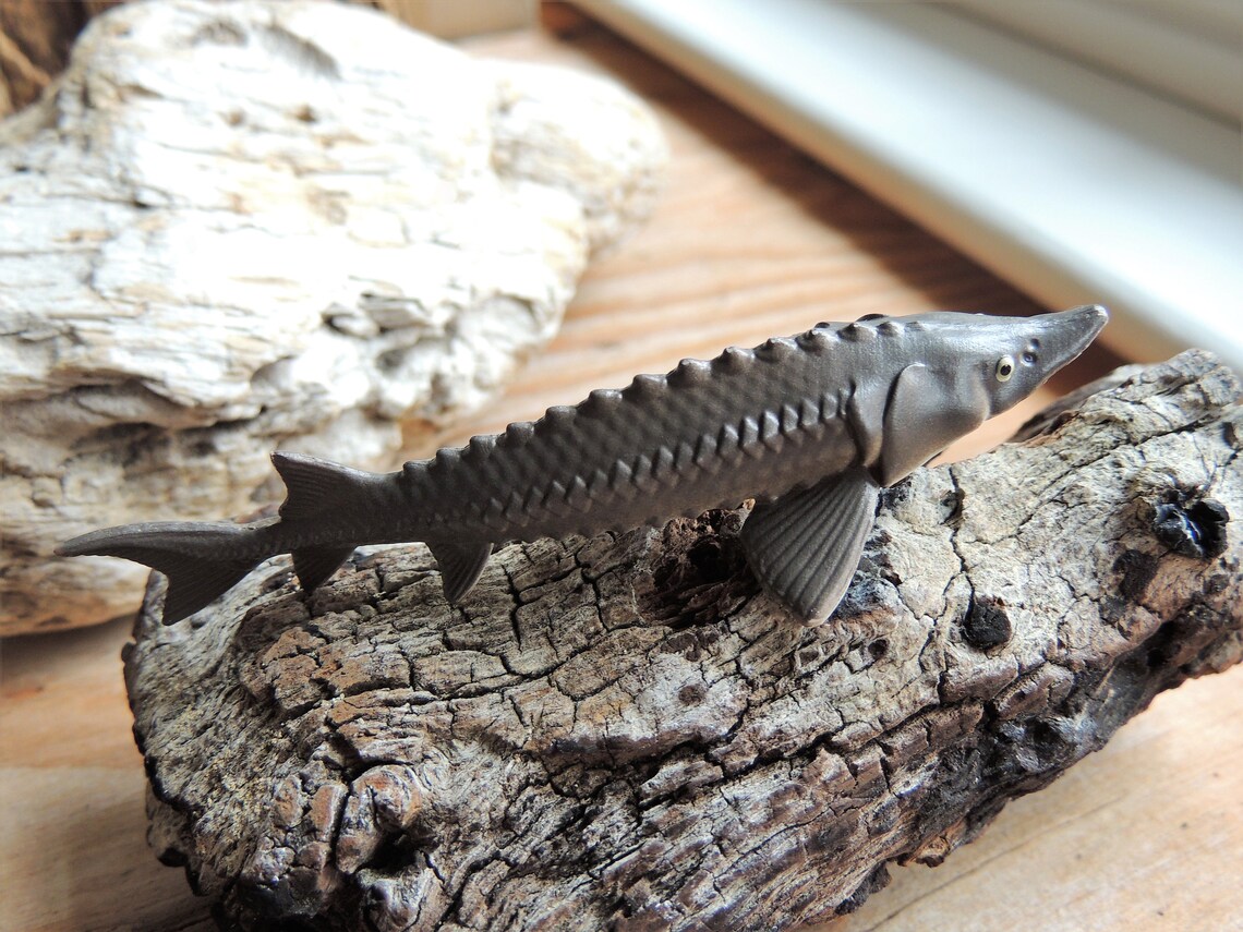 Miniature LAKE STURGEON FISH Animal Figure Figurine Dollhouse Diorama ...
