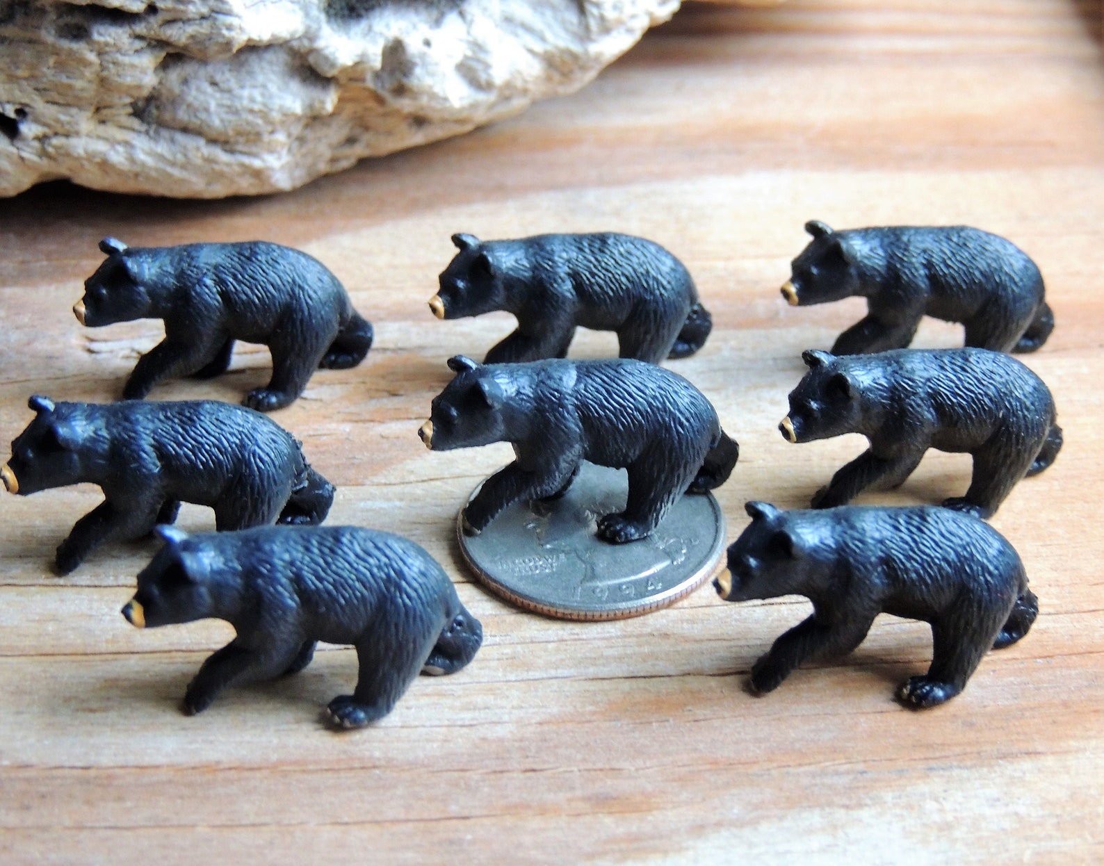 MINIATURE BLACK BEAR Animals Figure Figurine Fairy Garden Terrarium ...