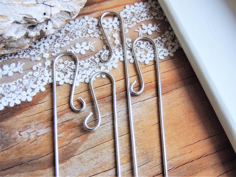 WIRE TABLE Shepherds Hook Crook Tall Place Card Holders Sticks Stems ...