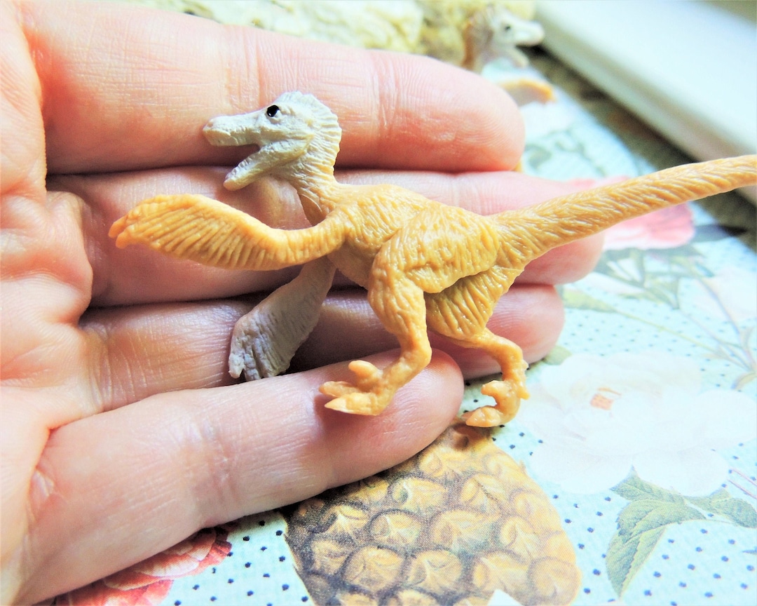 MINIATURE DINOSAUR RAPTOR Feathered Velociraptor Animal Figures ...