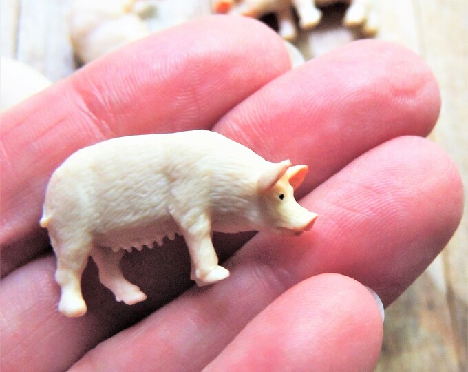 MINIATURE PIG Farm Animals Figurines Figure MICRO Mini Dollhouse Fairy ...