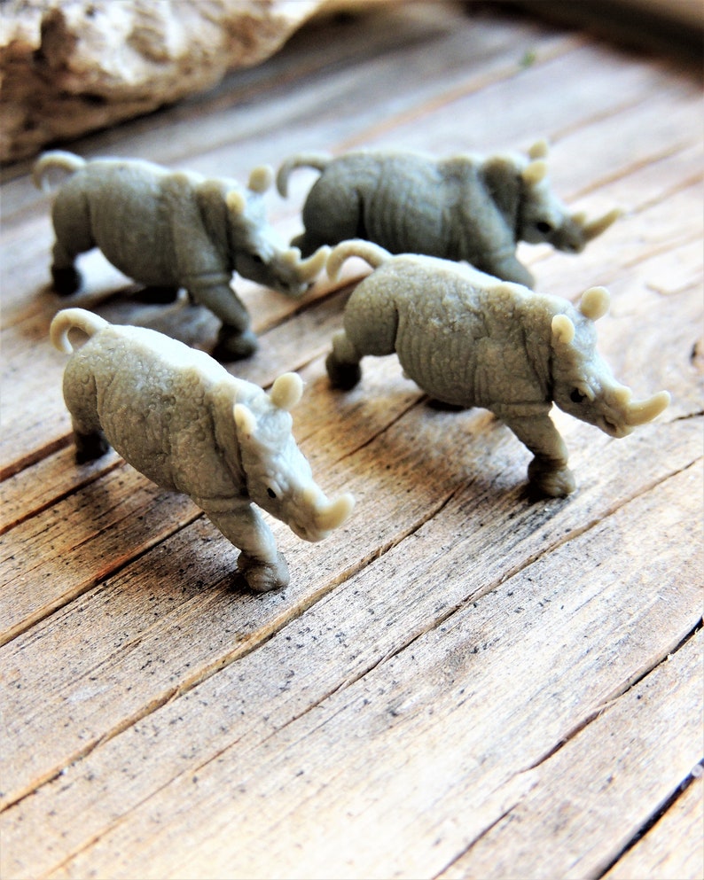 MINIATURE ANIMALS RHINO Micro Mini Rhinos Figurine Figure Dollhouse ...