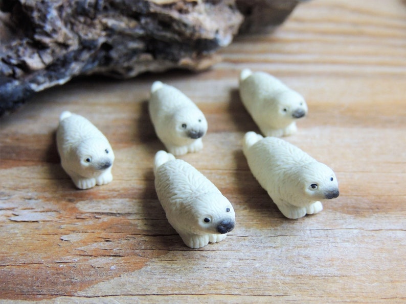 Tiny MINIATURE HARP SEAL Pup Animal Figurines Figures Terrarium Fairy ...