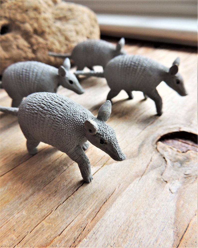 MINIATURE ARMADILLO Plastic Animals Figures Figurines Fairy Garden ...
