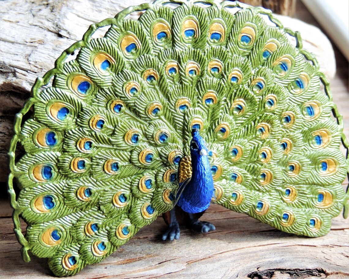Large MINIATURE PEACOCK Bird Animals Figures Figurines - Etsy