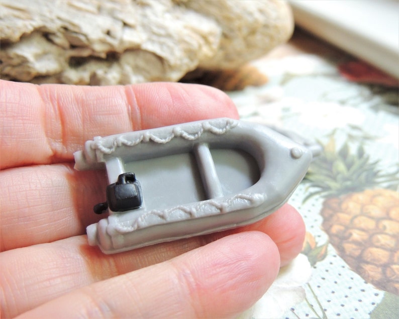 MINIATURE ZODIAC RAFT Inflatable Boat Figure Figurine Fairy Garden ...