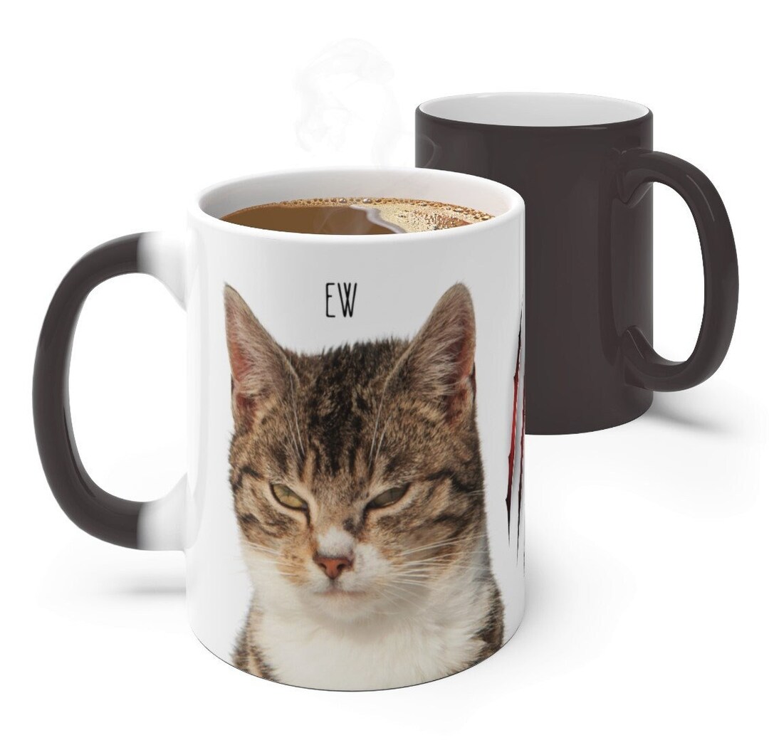 COLOR CHANGING MUG: Funny Cat Ew People Cup Magic Mug Heat Temperature ...