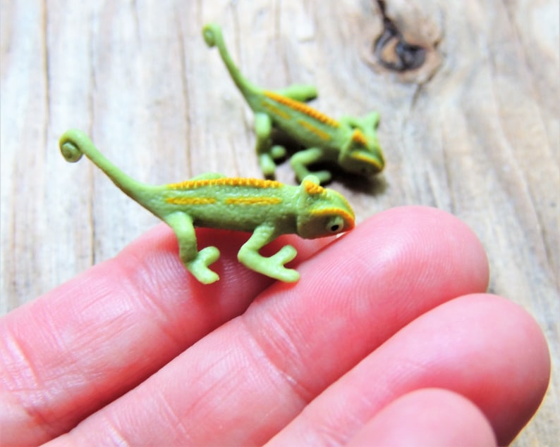 Micro MINIATURE Animal Figures Figurines CHAMELEON Reptile | Etsy
