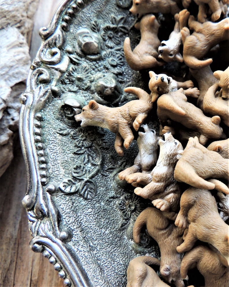 MINIATURE Wolf Pup Wolves Animal Mini Figures Figurines - Etsy