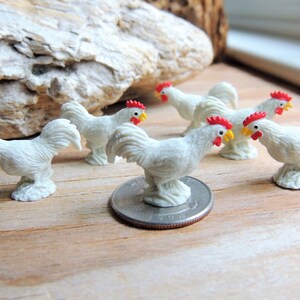 Tiny ROOSTER MINIATURE Farm Animals Figures Figurine Fairy Garden ...