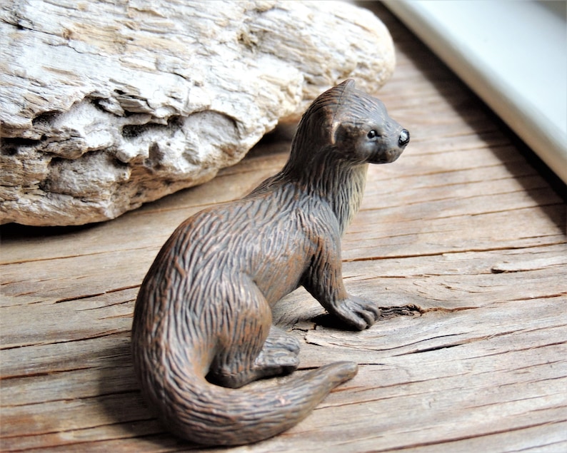 Large MINIATURE RIVER OTTER Animals Figure Figurine Dollhouse Fairy ...